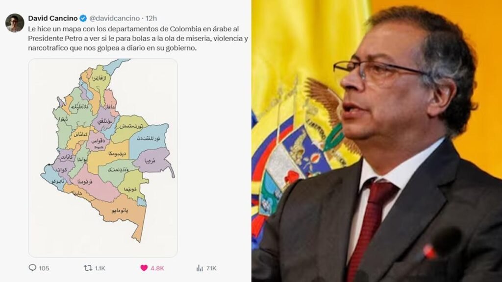 A Petro le hicieron mapa de Colombia en árabe. “A ver si le para bolas ...
